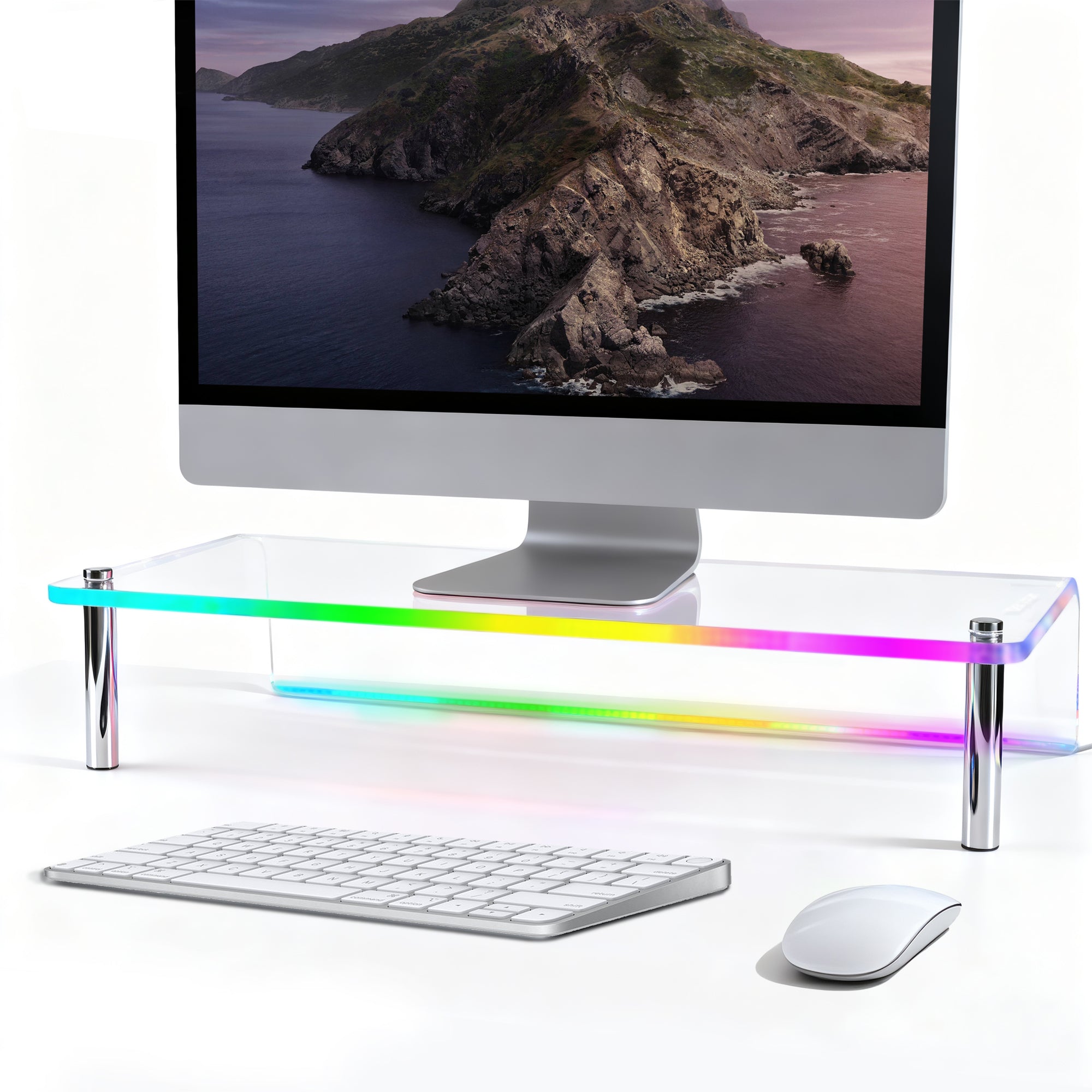ERGO COLLECT Acrylic Monitor Stand with RGB Lights – ERGO COLLECT ...